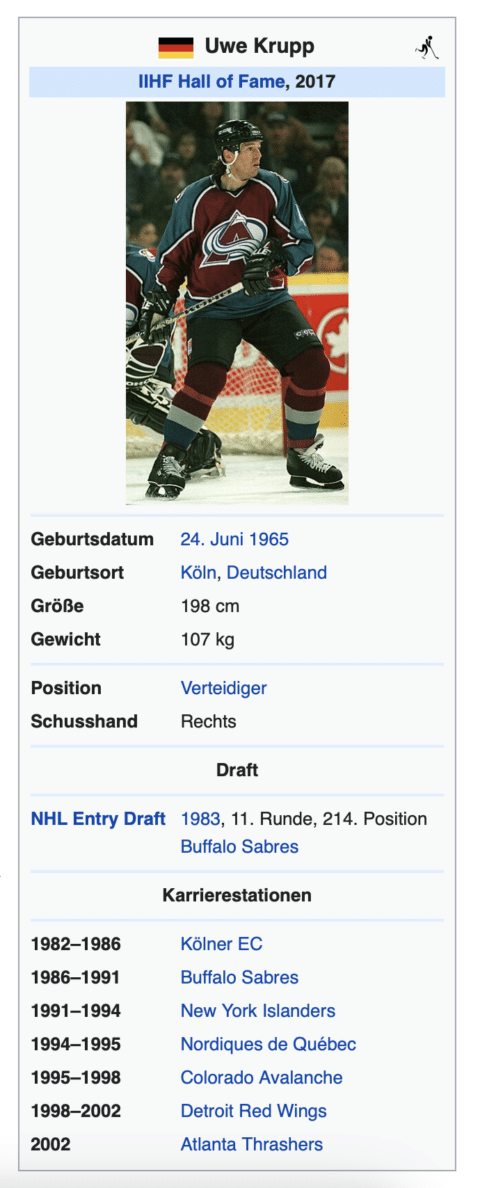 Uwe Krupp Eishockey-Spieler - Uwe Krupp Eishockey-Spieler